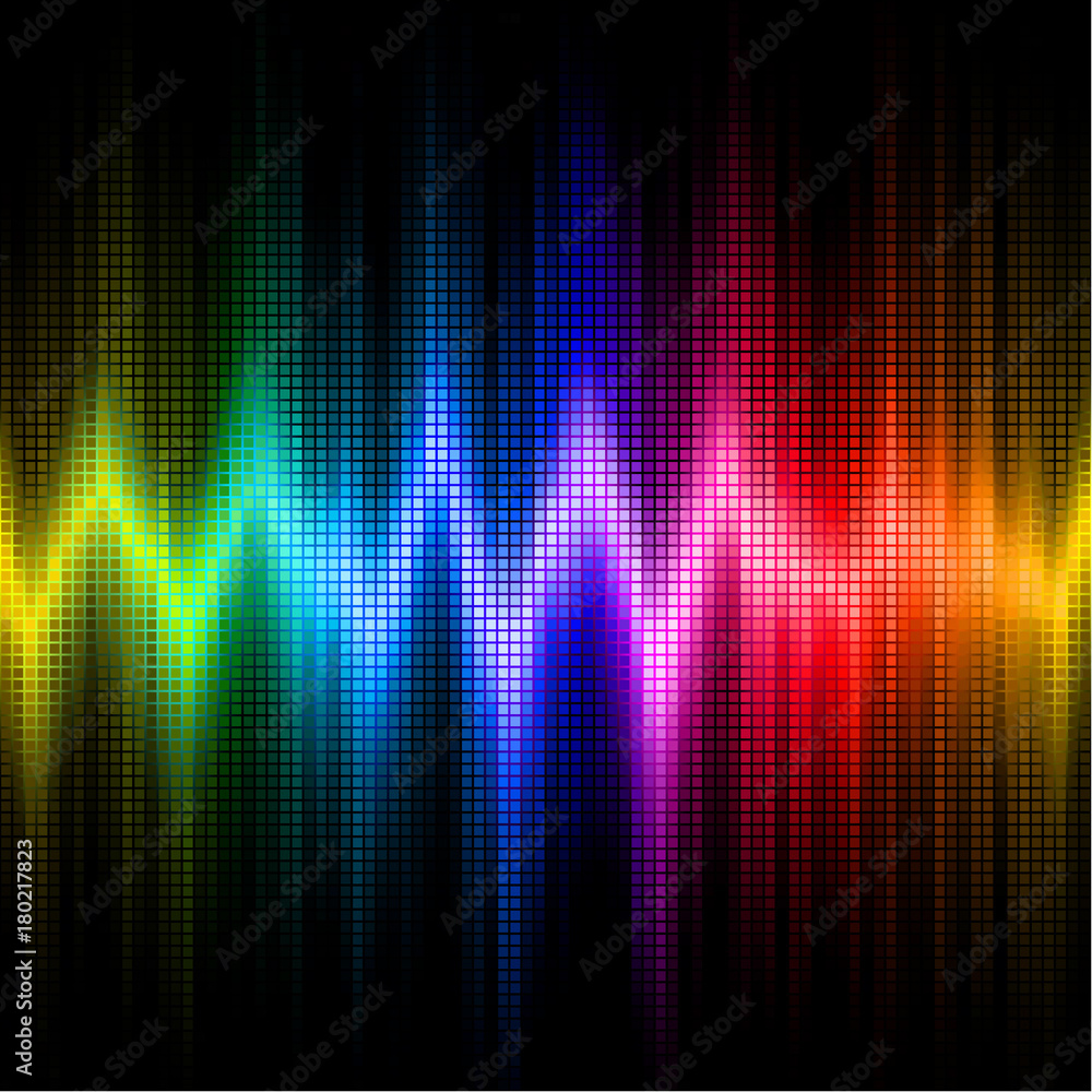 Sound wave display with visible spectrum colors Stock Vector | Adobe Stock