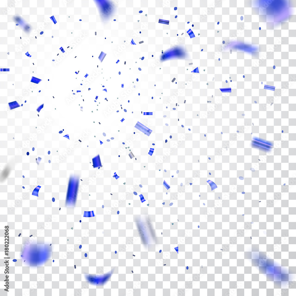 Blue confetti explosion celebration isolated on white transparent ...
