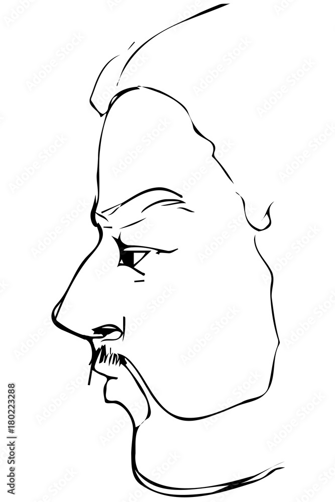 sketch angry uncle with beard in profile Stock Vector | Adobe Stock
