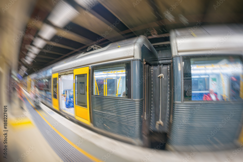 SYDNEY - OCTOBER 2015: Sydney subway train arrives at station. Sydney ...