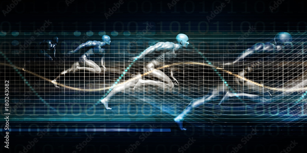 Men Running on Technology Background Stock Illustration | Adobe Stock