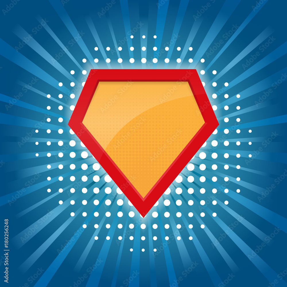 Blank Superhero Badge. Superhero logo template. isolated on blue ...