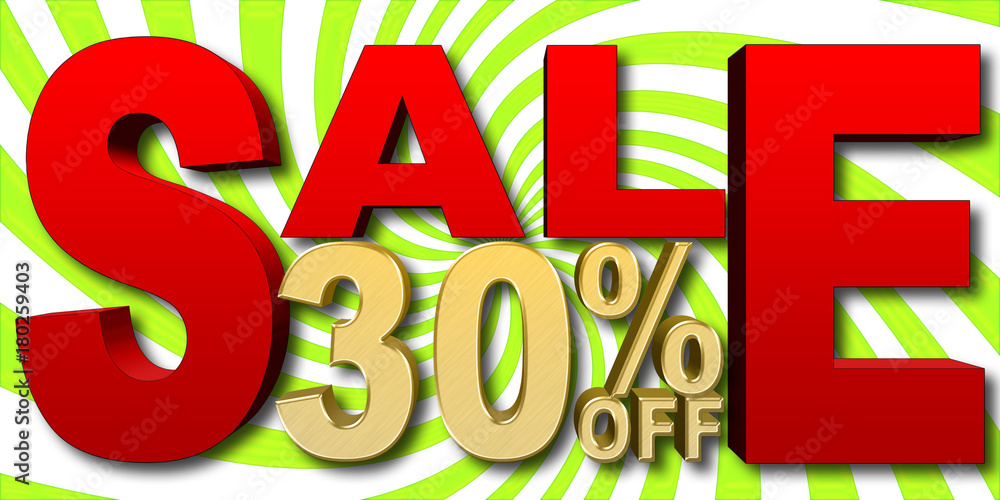 Stock Illustration - Golden 30 Percent Off, Red Sale, Green and White ...