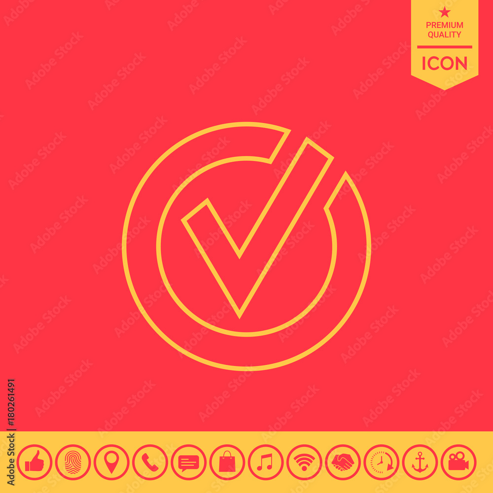 Rounded check mark line icon Stock Vector | Adobe Stock