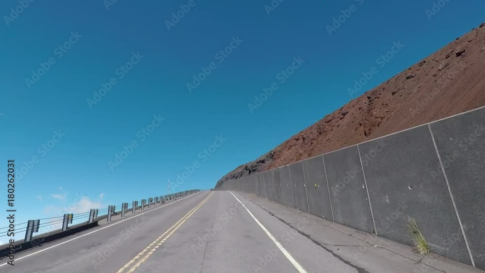 Volcano road to Mauna Kea Observatory drive POV Hawaii. Big Island ...