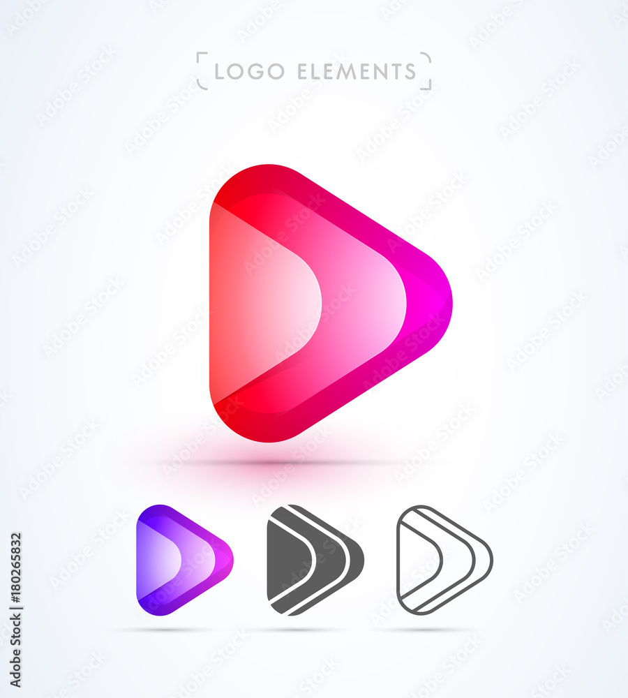 Play button logo template. Vector abstract shapes. Material design ...