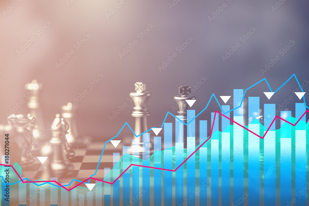 chess boardgames with business graph chart analysis business strategy ...