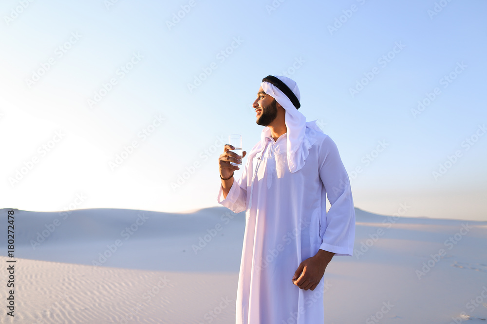 Breath of freshness of male Muslim in middle of dry climate of s Stock ...