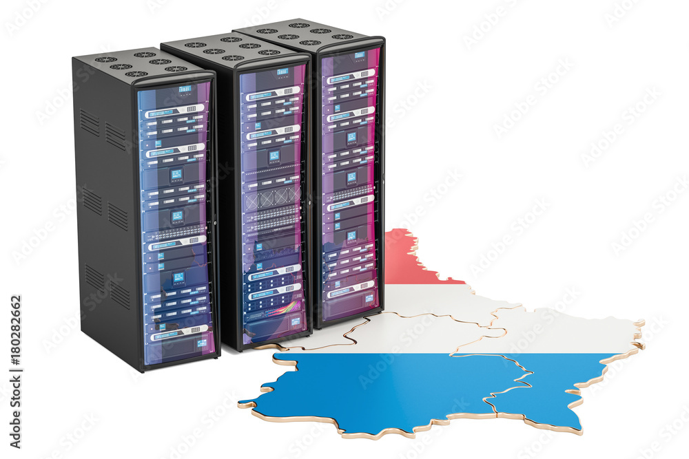Data Center server racks in Luxembourg concept, 3D rendering Stock ...
