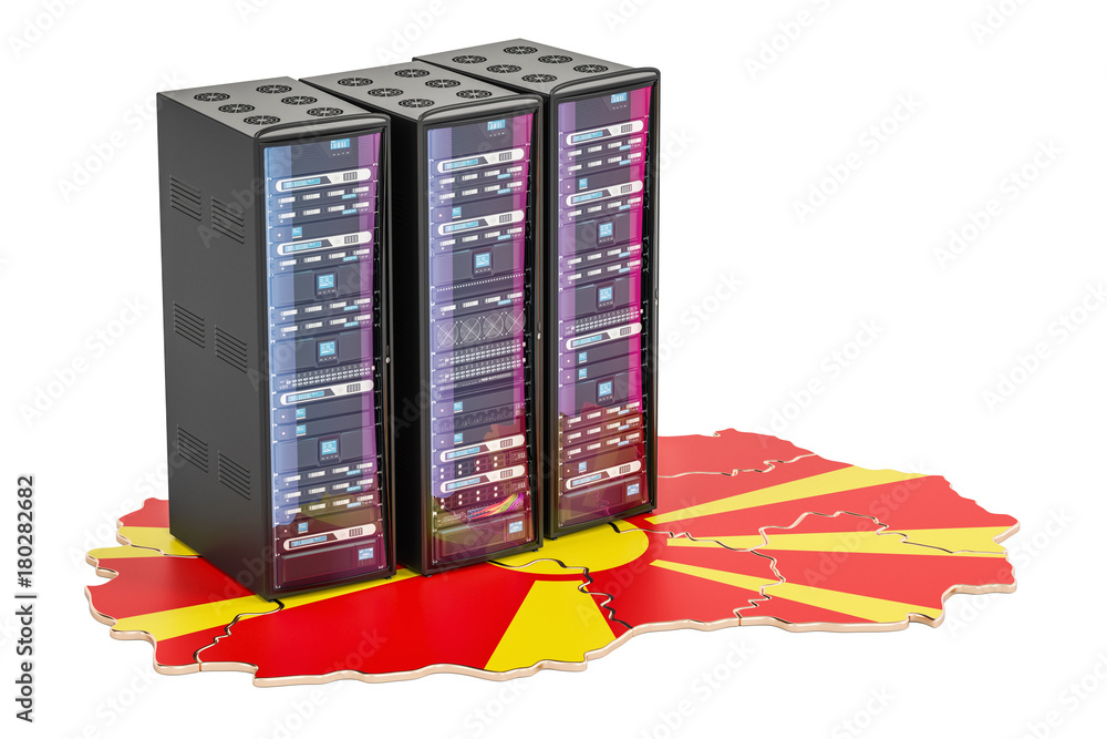 Data Center server racks in Macedonia concept, 3D rendering Stock ...
