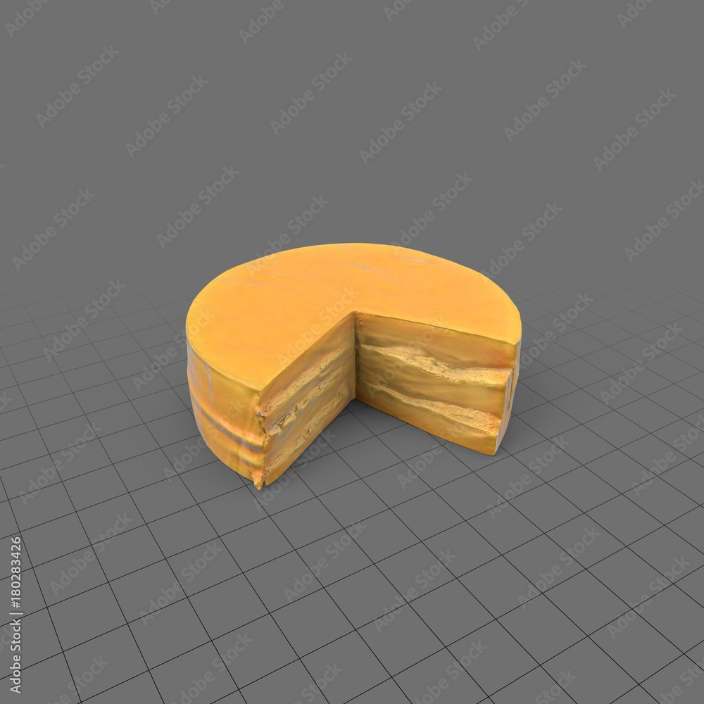 Sliced wheel of cheddar cheese 1 Stock 3D asset | Adobe Stock