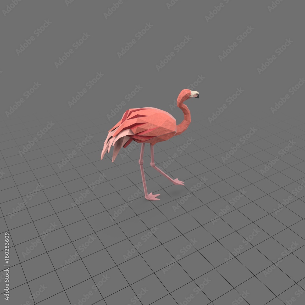 Stylized flamingo with leg raised Stock 3D asset | Adobe Stock