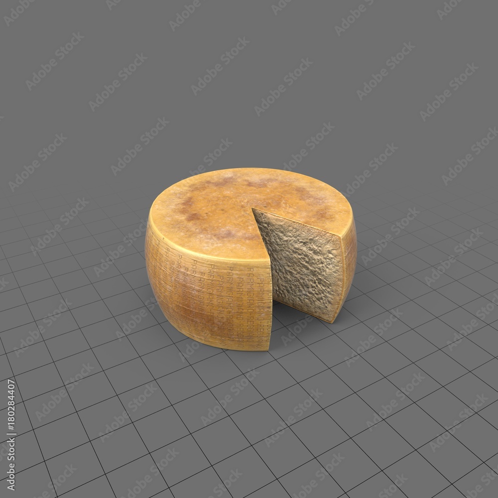 Sliced wheel of parmesan cheese Stock 3D asset | Adobe Stock