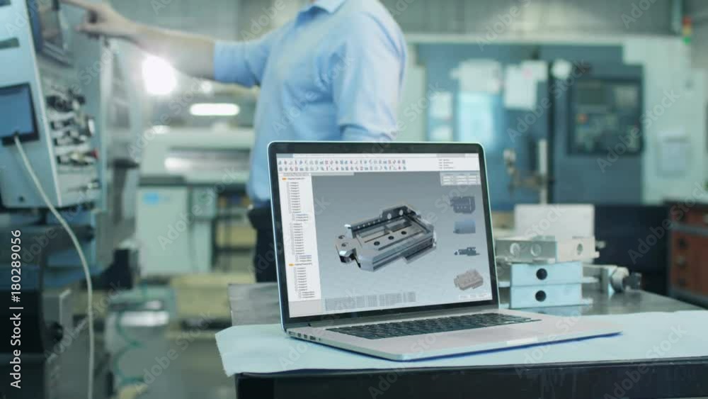 Laptop with CAD Design of the Detail Showing on Screen. In the ...