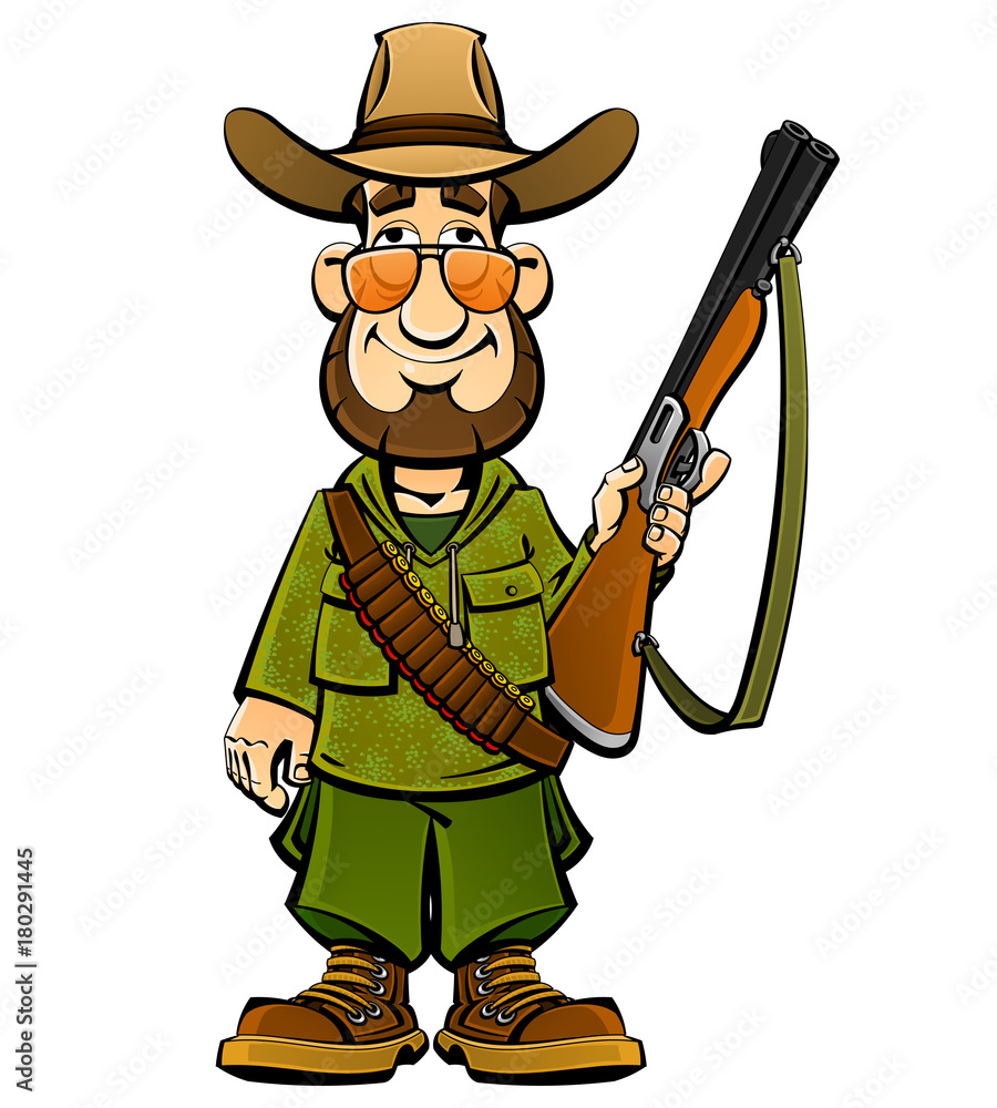Cartoon hunter. From a large set of mascots. Stock Vector | Adobe Stock