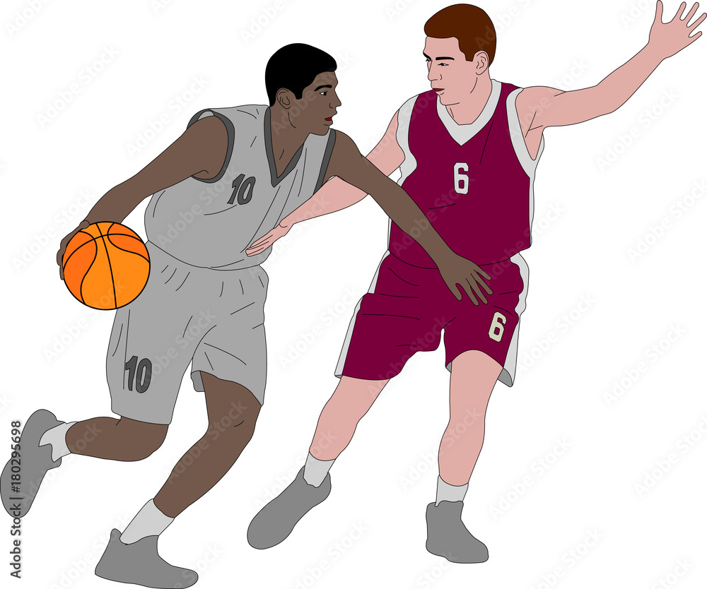 basketball players illustration - vector Stock Vector | Adobe Stock