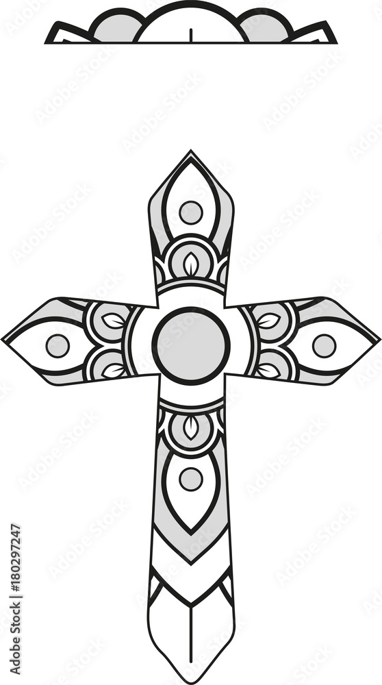 Vector illustration of a mandala cross silhouette Stock Vector | Adobe ...
