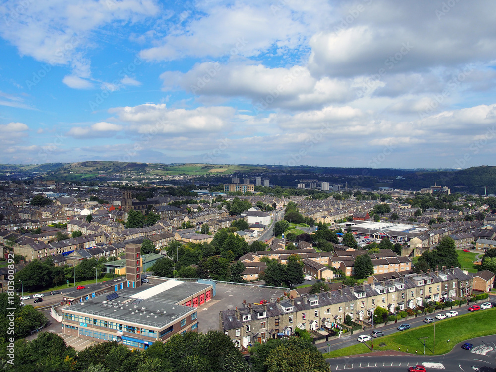 halifax yorkshire overhead panoramic view of the town and surrounding ...