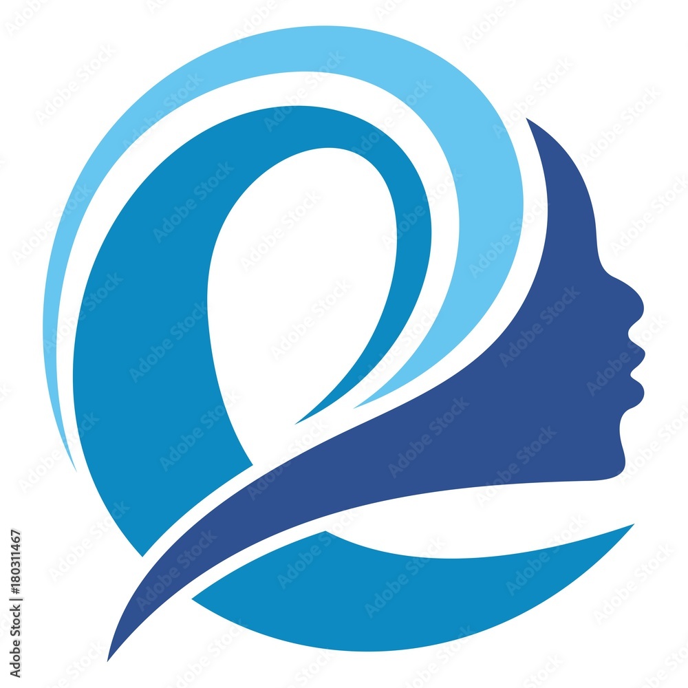 design the silhouette of the female face forming the letter E Stock ...