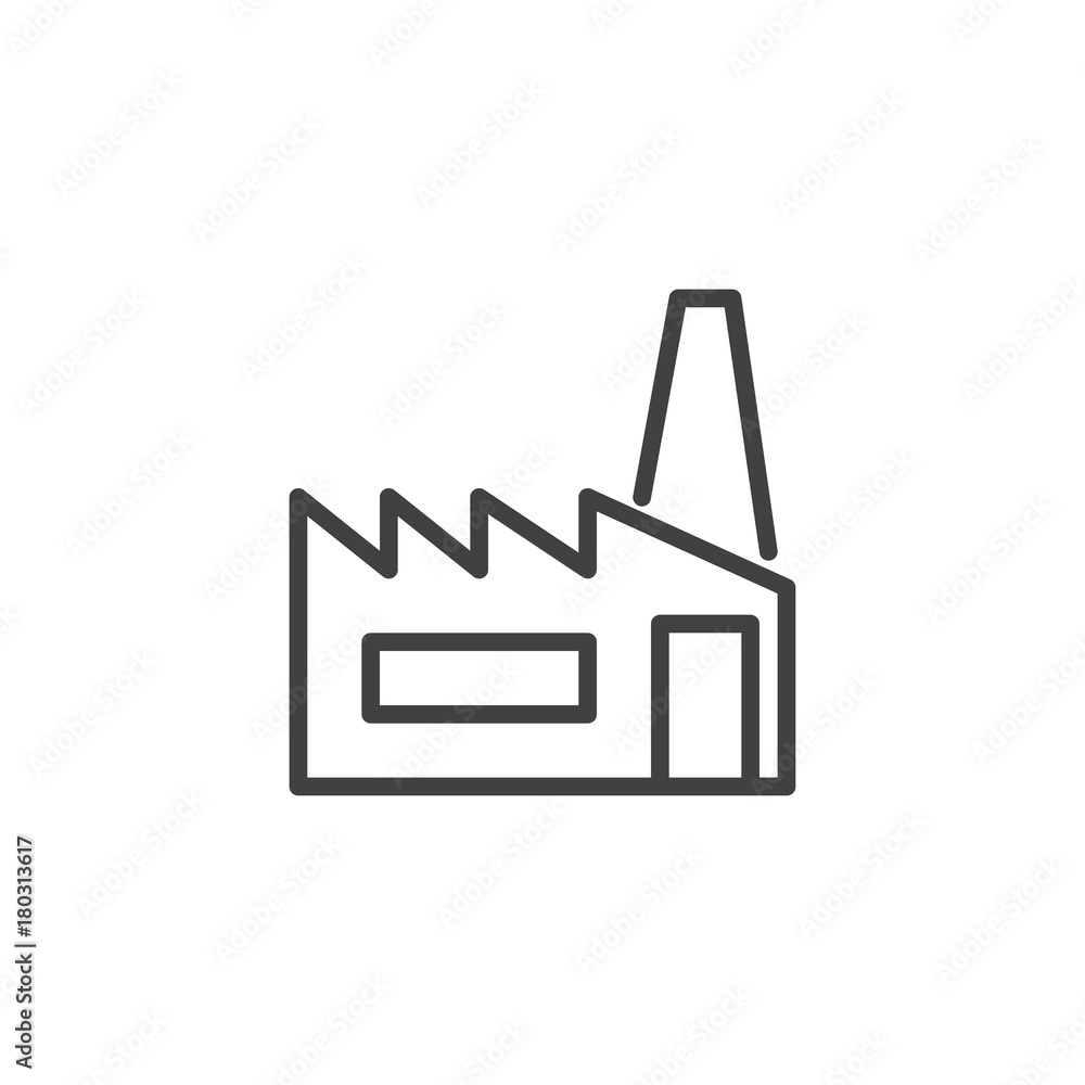 Factory line icon, outline vector sign, linear style pictogram isolated ...
