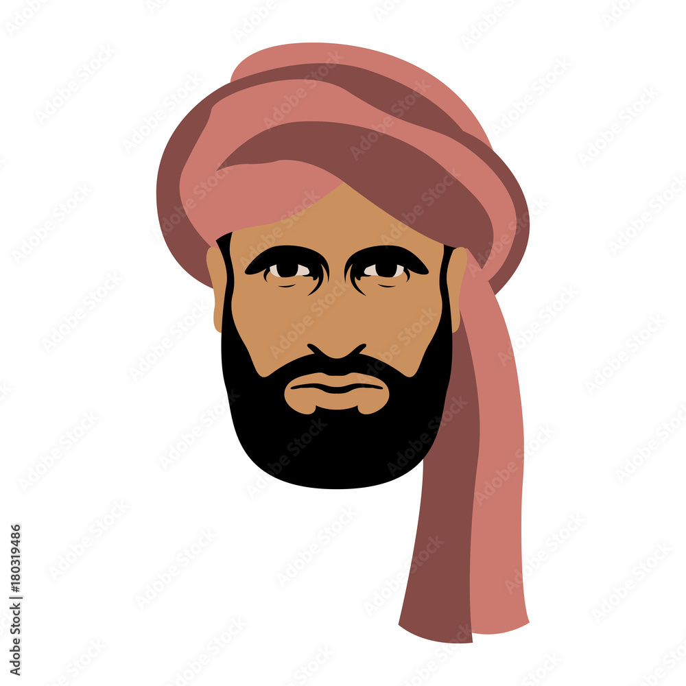 arab man face in turban vector illustration flat Stock Vector | Adobe Stock
