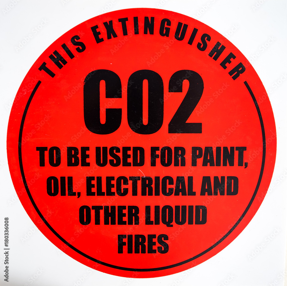 CO2 fire extinguisher sign Stock Photo | Adobe Stock