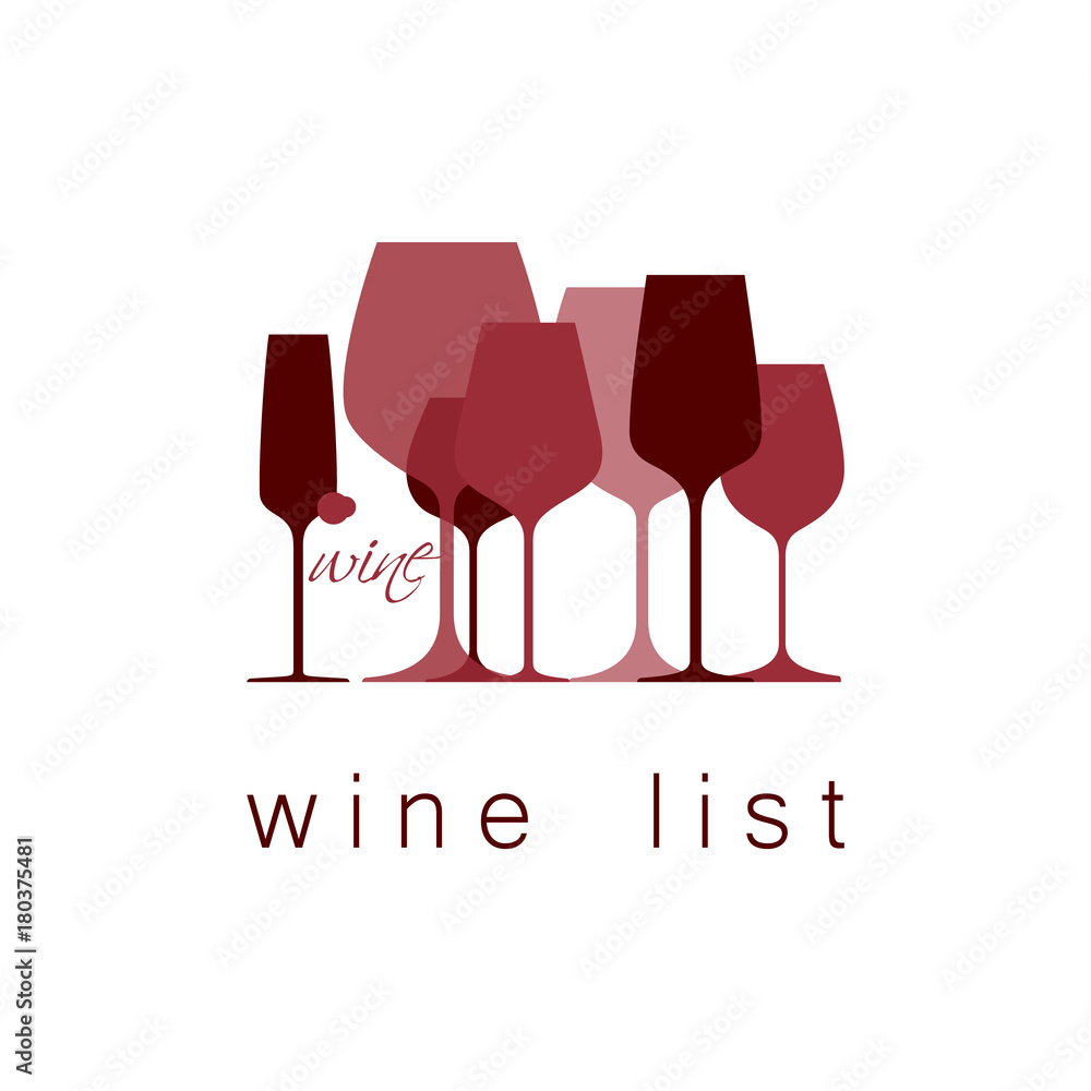 Icon, logo for wine list, tasting, restaurant menu. A set of wine ...