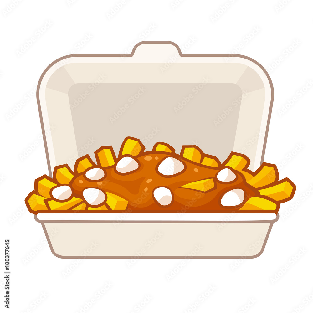 Poutine in takeout box Stock Vector | Adobe Stock