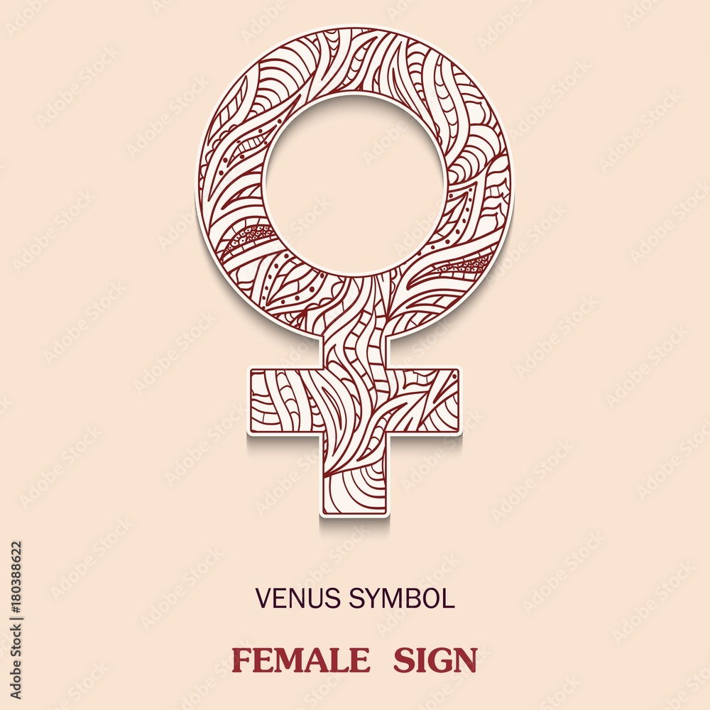 Symbol of Venus is a female floor sign with a pattern in tribal Indian ...