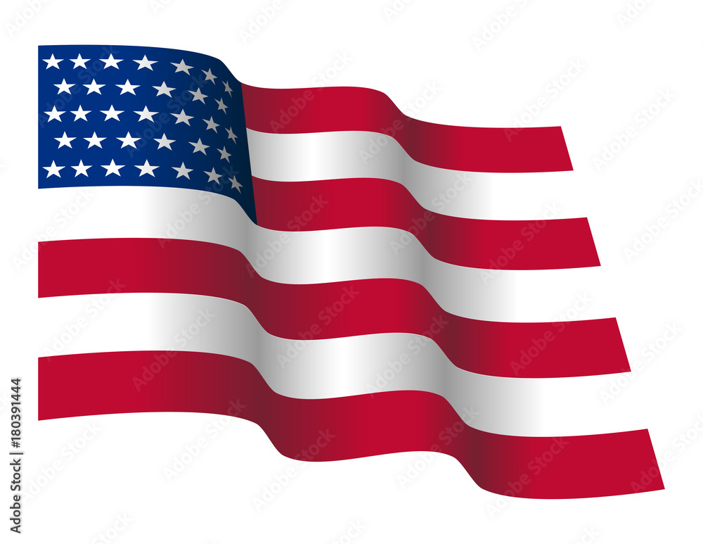 Waving Stars And Straps American Flag. Vector Illustration Of Flapping ...