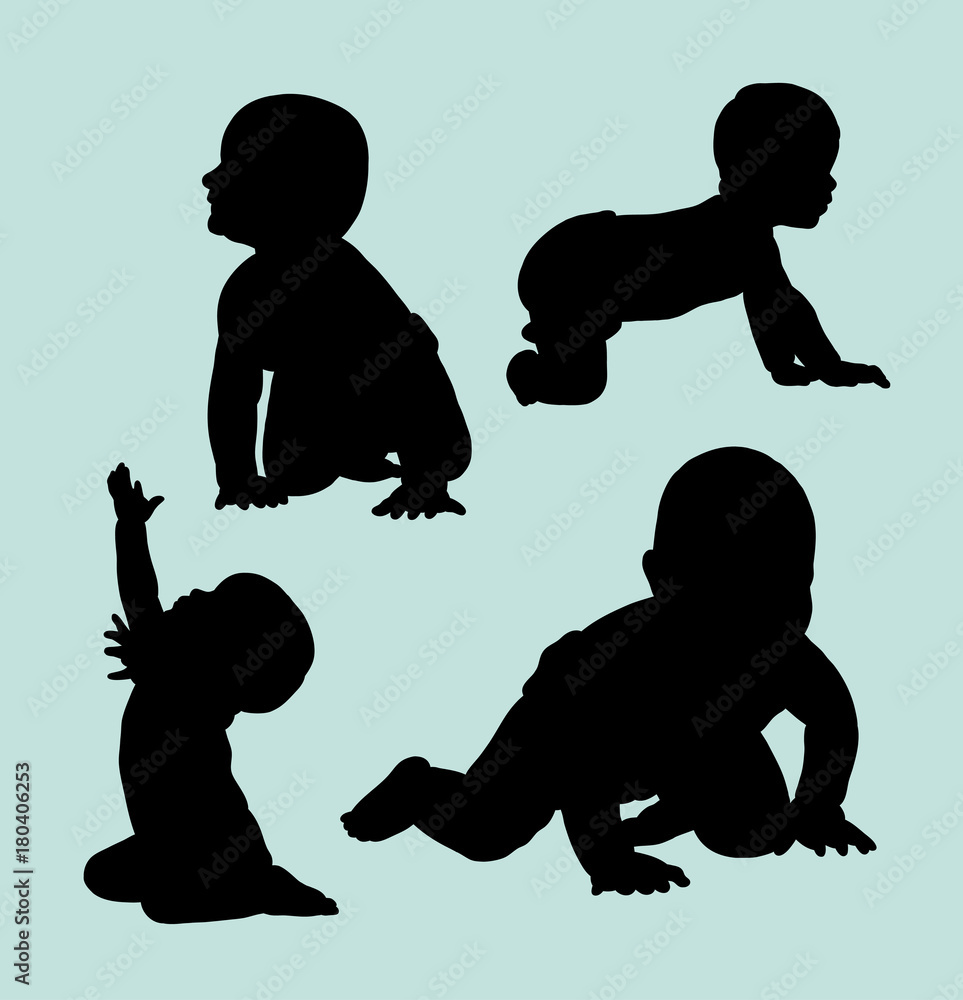 baby crawling silhouette, good use for symbol, web icon, mascot, logo ...