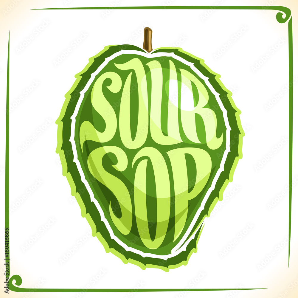 Vector logo for Soursop Fruit, label with one graviola for package of ...