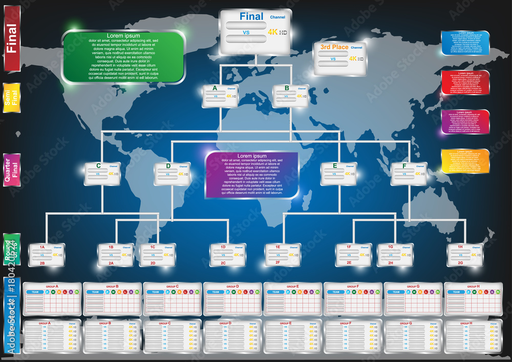 Sport fixture and result template for final round 32 teams competition ...