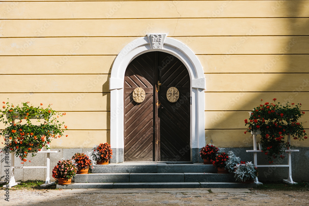 Arched doors with decorative elements Stock Photo | Adobe Stock