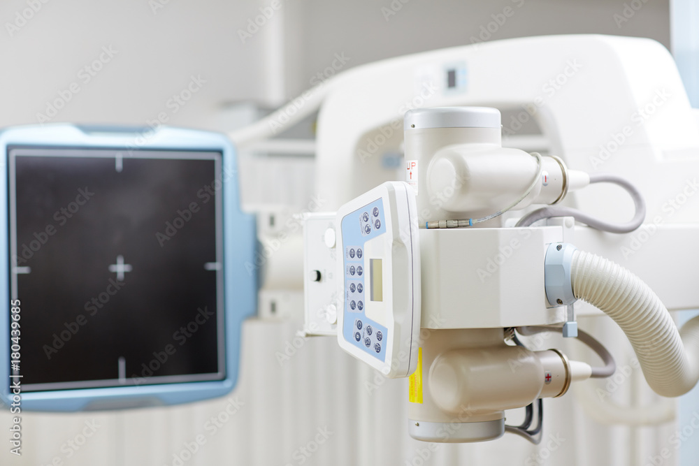 X-ray machine with control panel and scanning screen in modern clinics ...