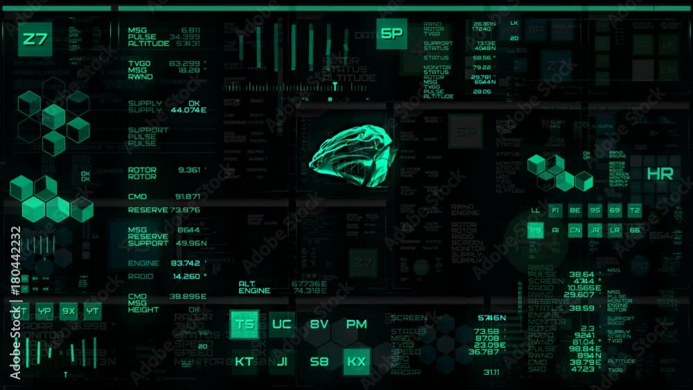 Video „Glowing green futuristic interface/Digital screen/Detailed ...