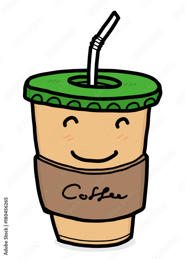 ice coffee cup cartoon / vector and illustration, hand drawn style ...