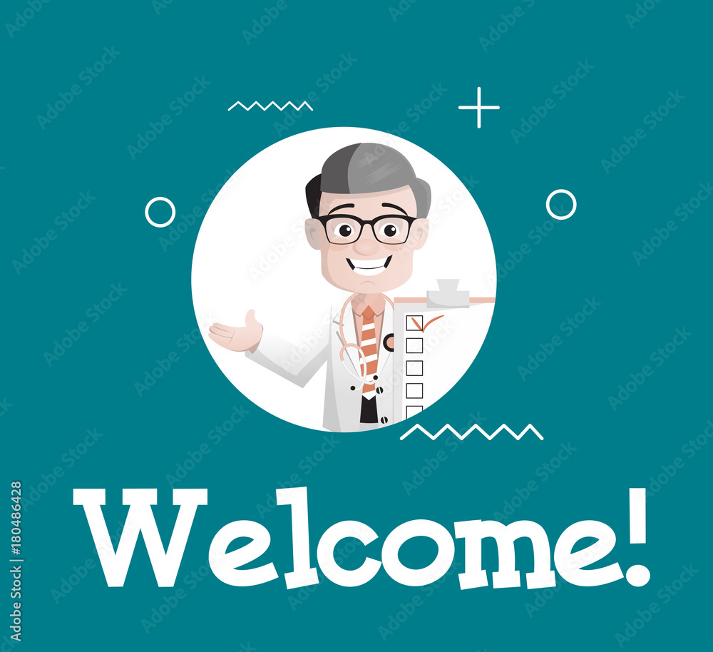Cartoon Happy Doctor Doing Welcome Greeting Vector Illustration Stock ...