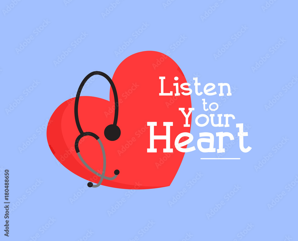 Listen to Your Heart Medical Vector Graphic Design Stock Vector | Adobe ...
