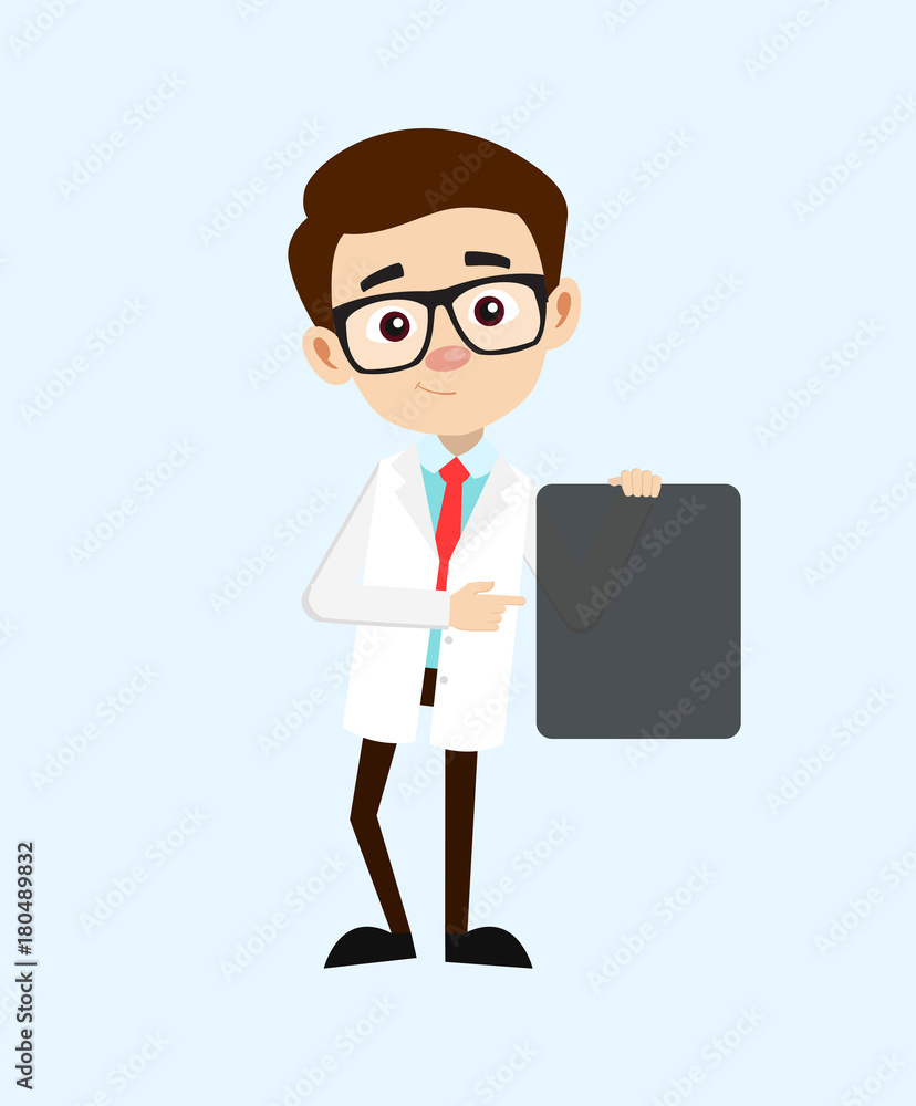 Cartoon Young Oncologist with Blank Message Placard Vector Stock Vector ...