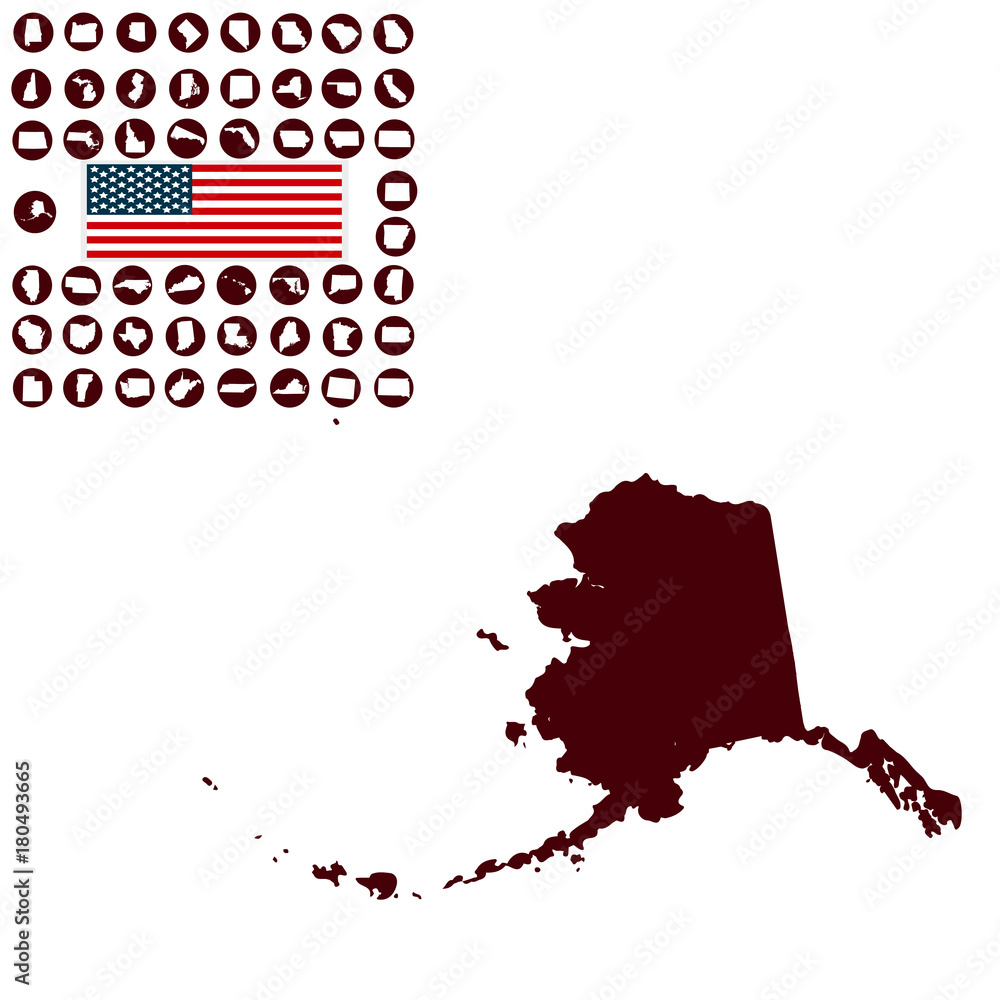 Map of the U.S. state of Alaska on a white background. Stock Vector ...