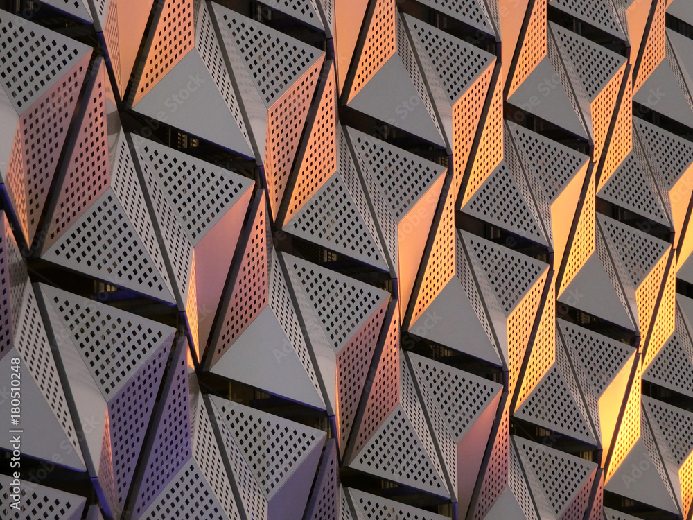 modern steel angular geometric cladding with colour tones and ...