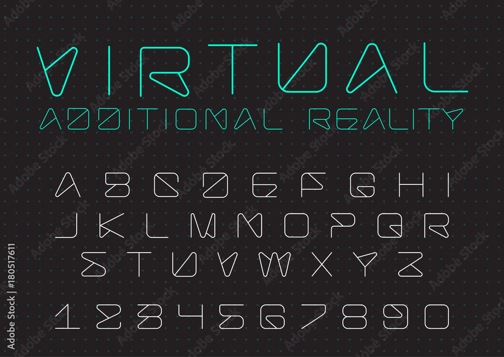 Futuristic vector Font. Digital Virtual Reality Technology Stock Vector ...