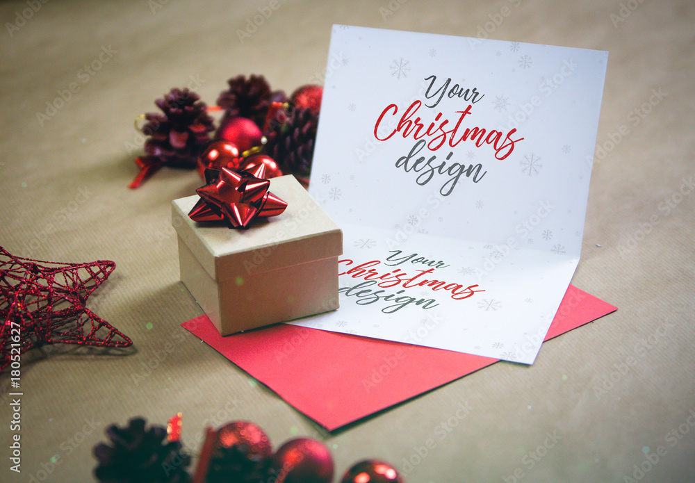 Open Christmas Card Mockup Stock Template | Adobe Stock