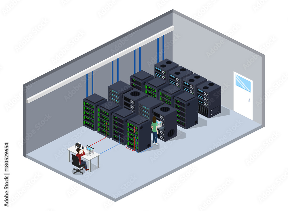 Isometric 3D vector illustration concept server room data center Stock ...
