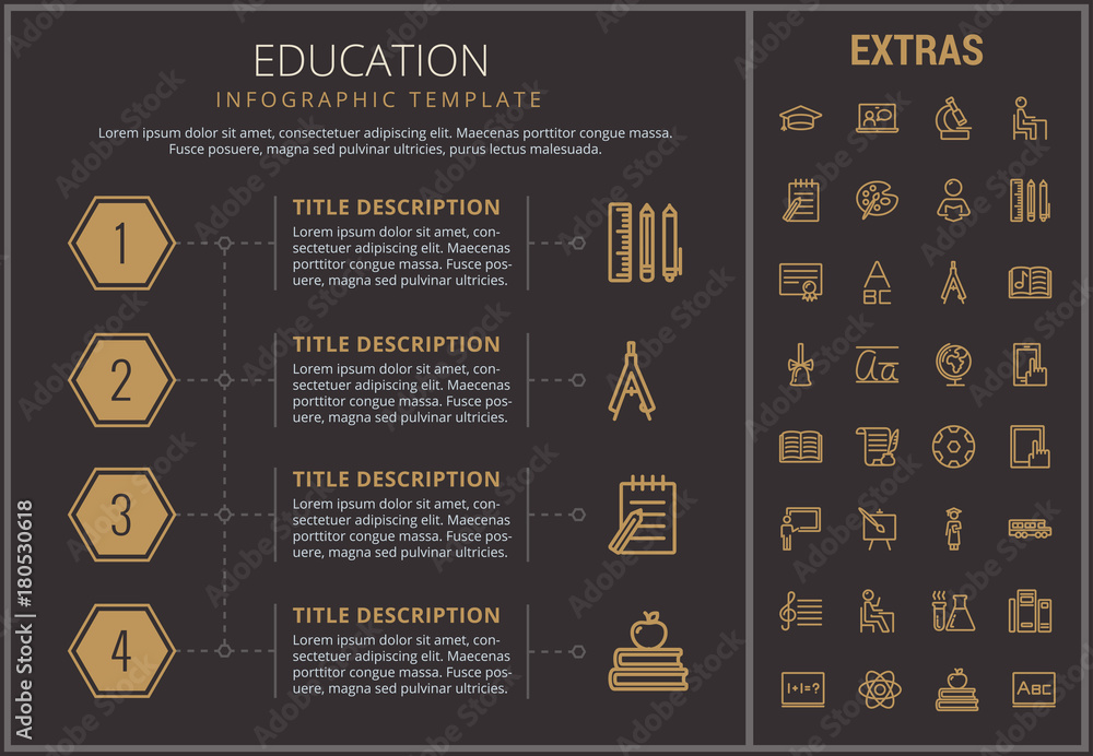 Education infographic timeline template, elements and icons. Infograph ...