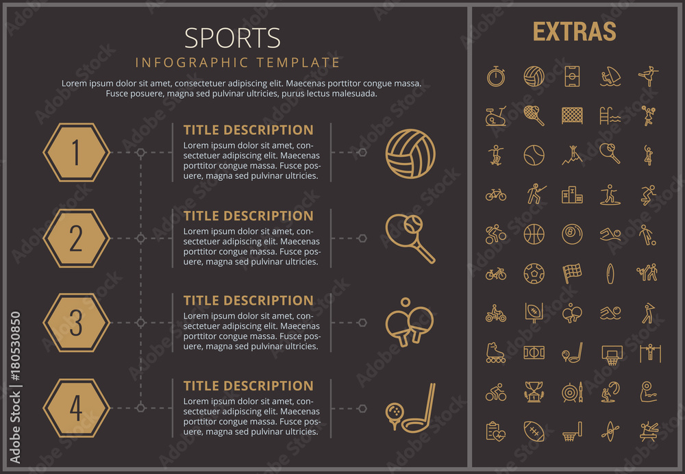 Sports infographic timeline template, elements and icons. Infograph ...