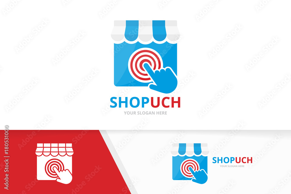 Vector store and click logo combination. Market and cursor symbol or ...