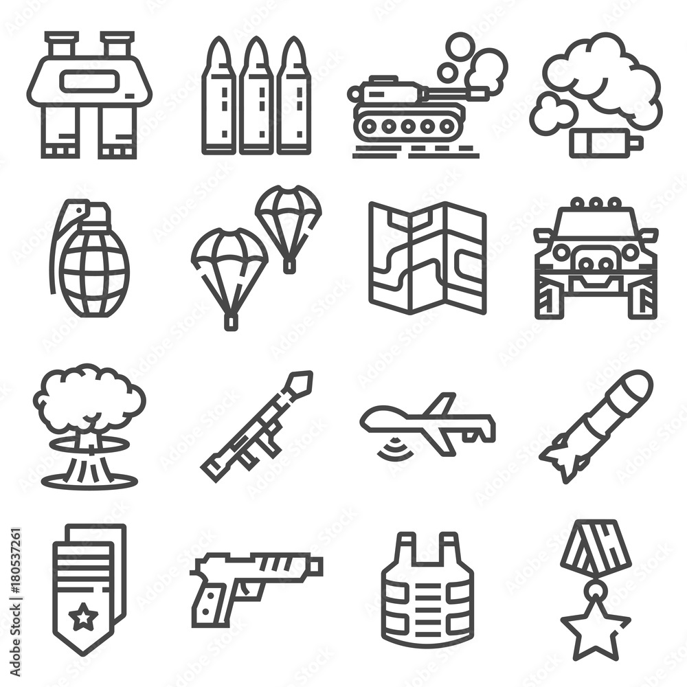 Vector line army and military theme Stock Vector | Adobe Stock