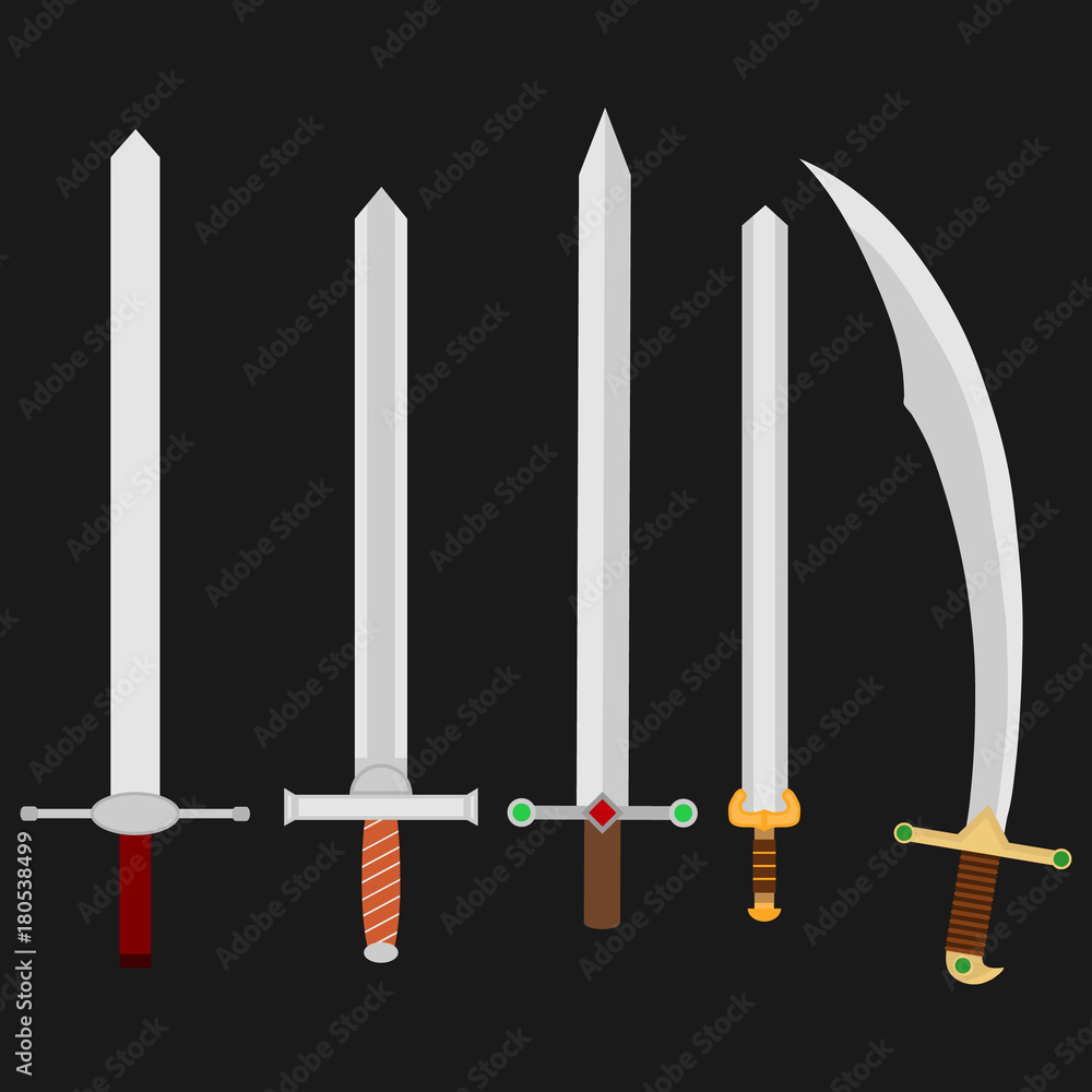 Sword, a set of medieval swords. Stock Vector | Adobe Stock